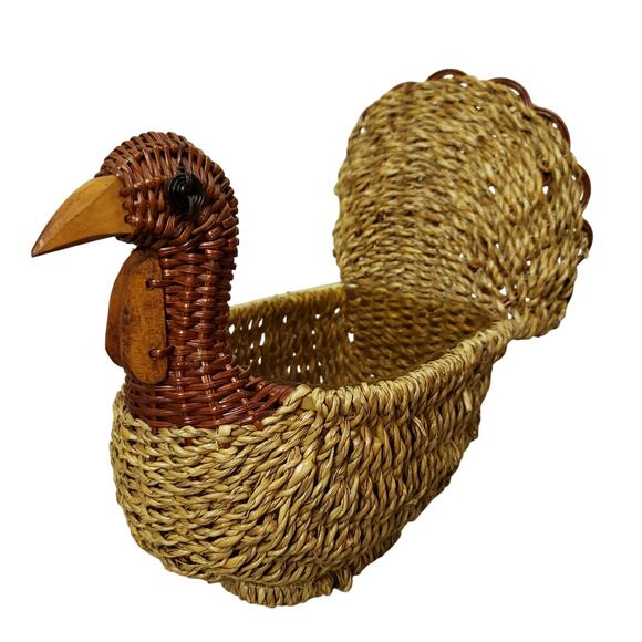 Unbranded | Holiday | Wicker Rattan Turkey Planter Basket Farmhouse ...